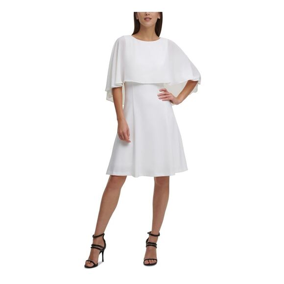 Dkny | Dresses | Nwt Dkny Womens White Stretch Chiffon Cape Overlay ...